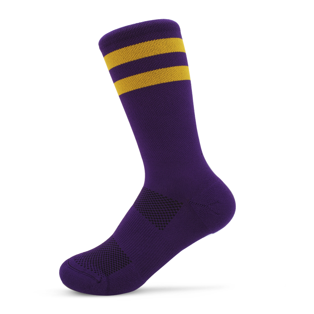 Stoke Signal Socks - Purple and Yellow Stripes – Stoke Signal Athletic
