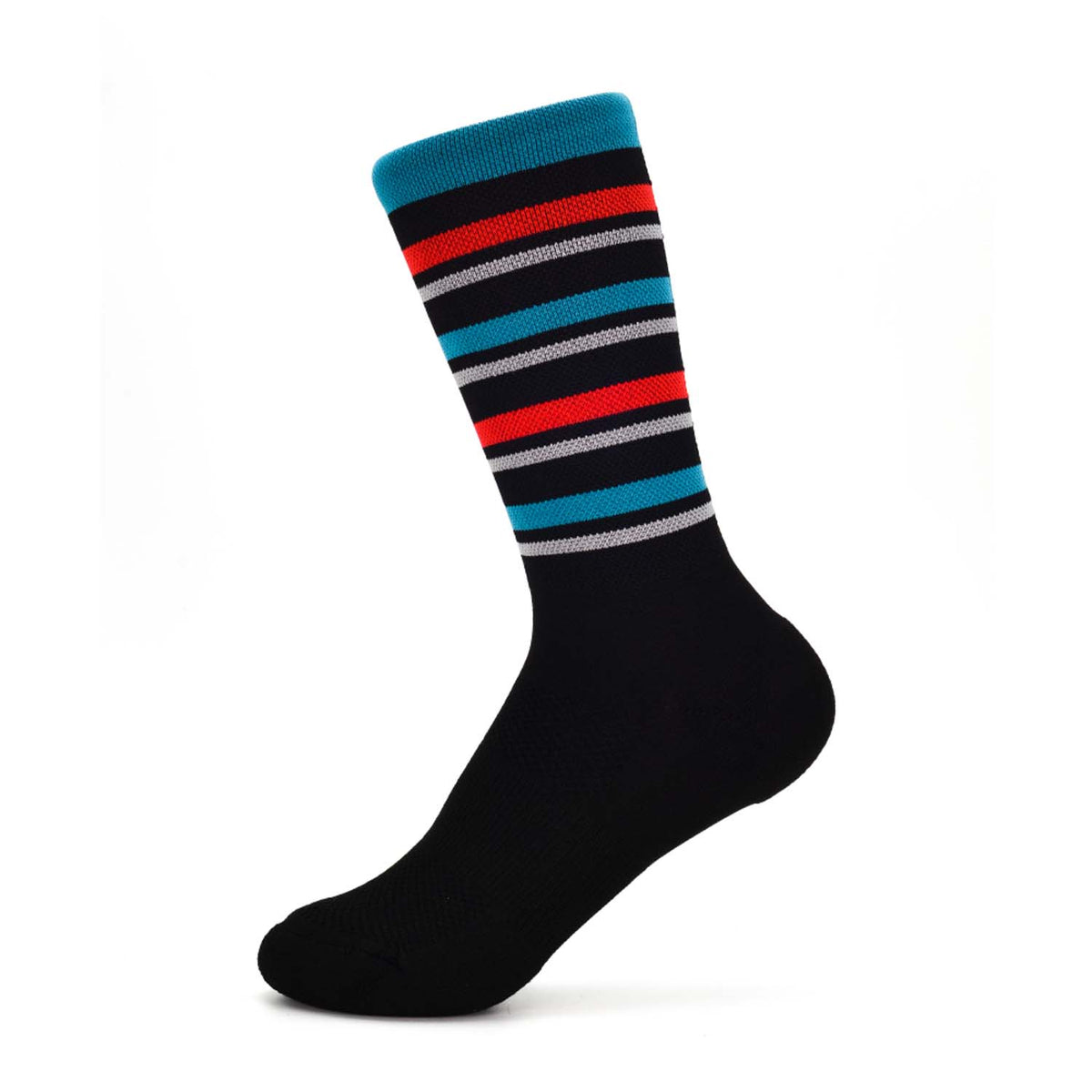 Black Running and Cycling Socks with Turquoise and Red Stripes – Stoke ...